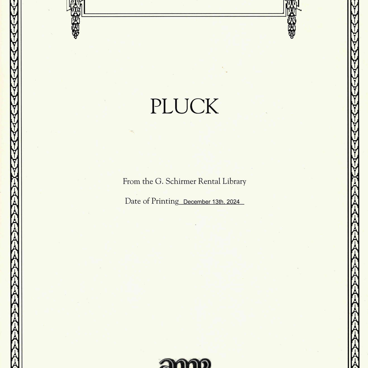 Wyner: Pluck – Ficks Music